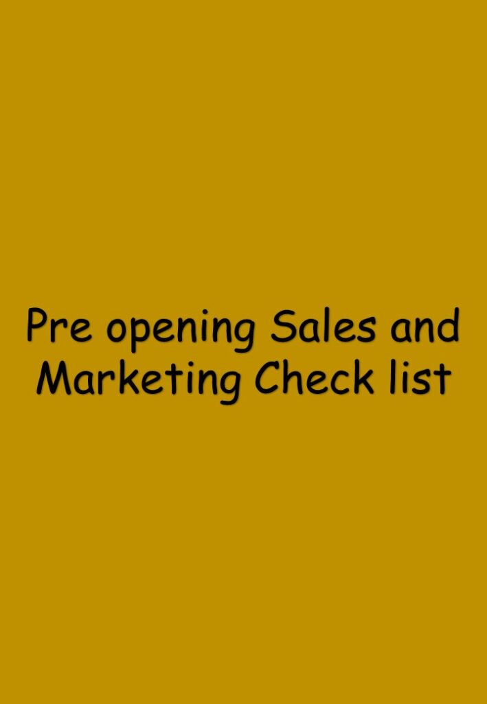 Pre opening S&M Check list – BH First Consulting